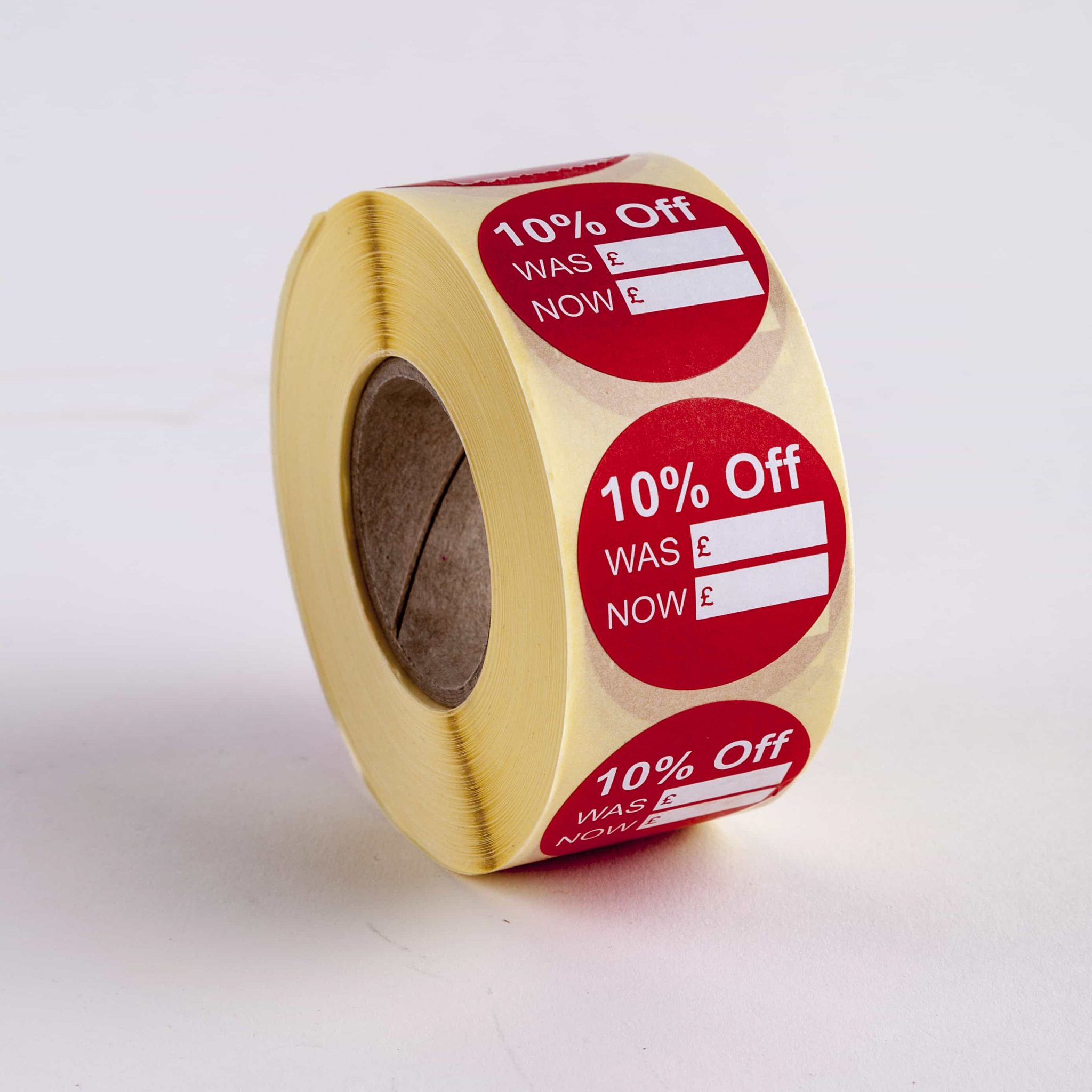 Sticky Retail Labels With 10% Off and Was/Now Prices | Display Centre
